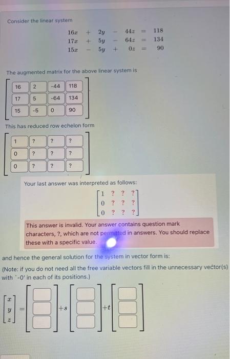 Solved Consider the linear system | Chegg.com