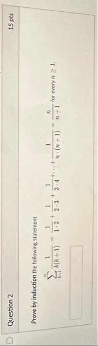 Solved Prove by induction the following statement | Chegg.com