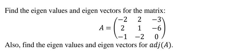 Solved Find the eigen values and eigen vectors for the | Chegg.com