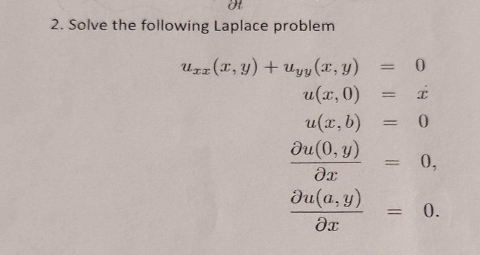 Solved 2. Solve the following Laplace problem | Chegg.com