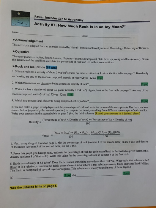 Solved Rowan Introduction to Astronomy Activity #7: How Much | Chegg.com