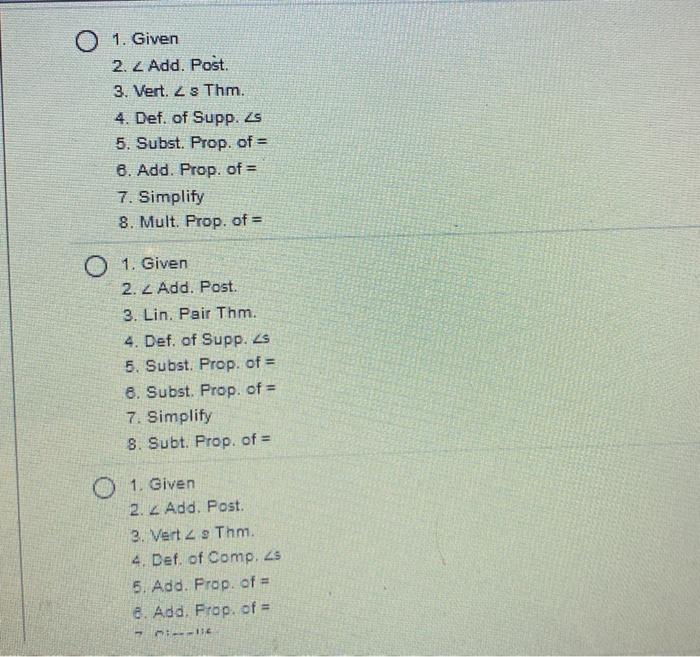 Solved Identify the correct justification for each step, | Chegg.com