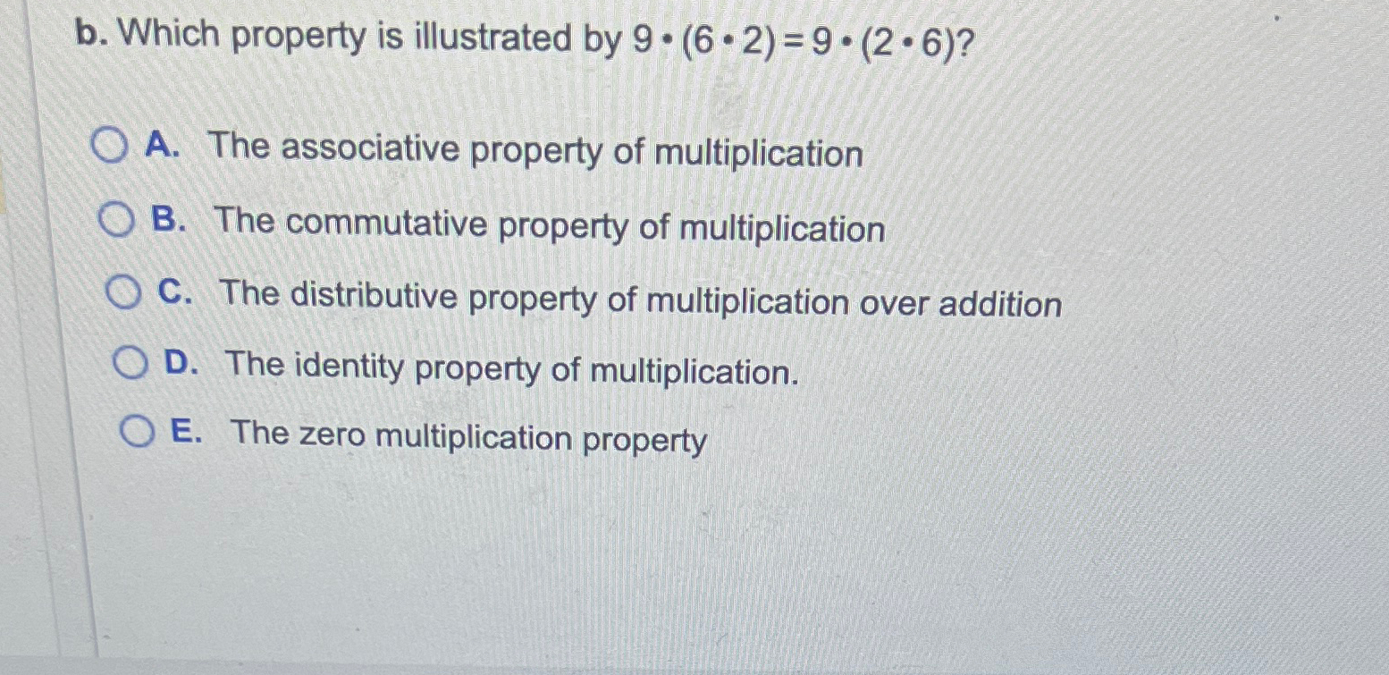 b. ﻿Which property is illustrated by | Chegg.com