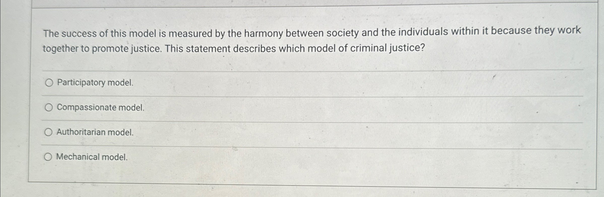Solved The success of this model is measured by the harmony | Chegg.com