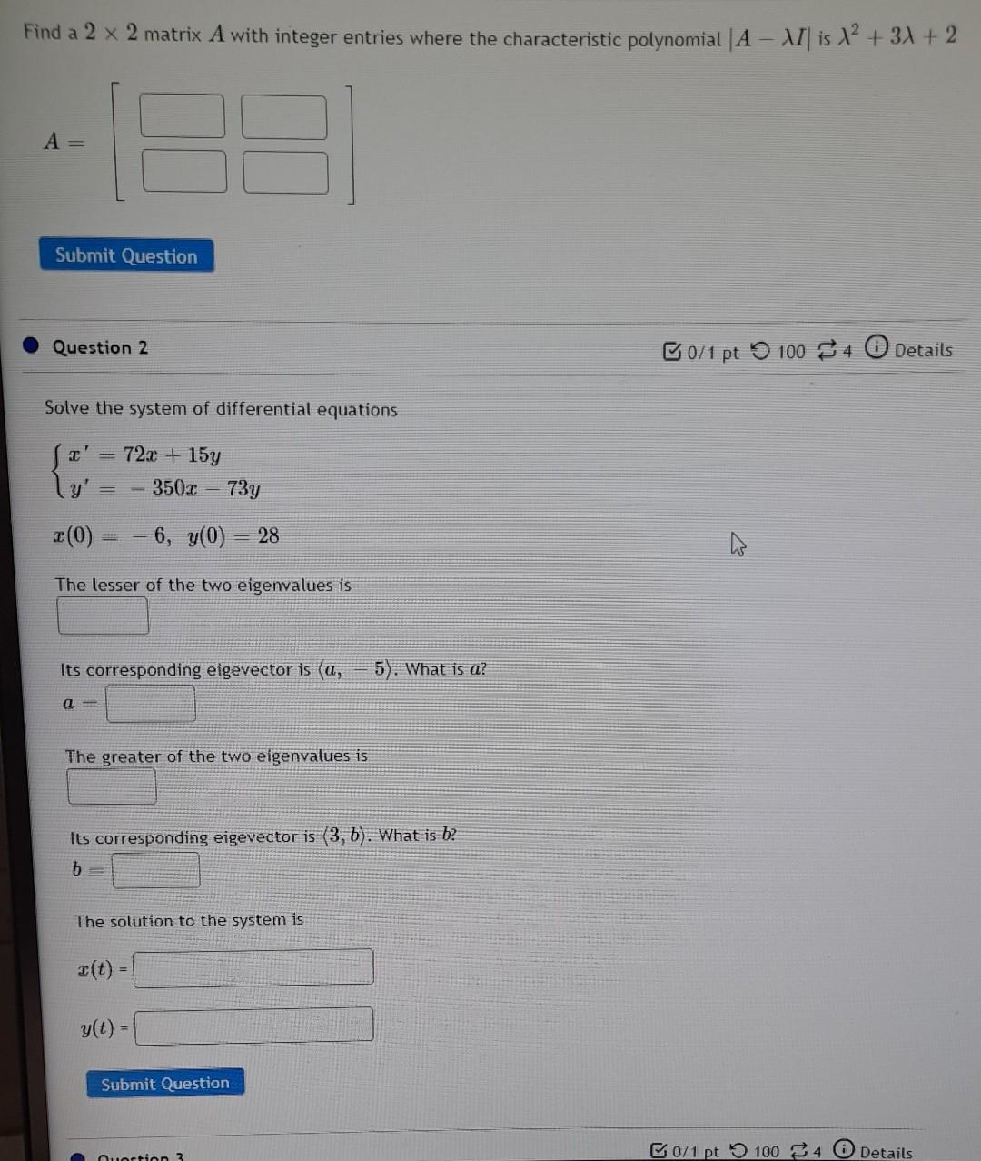 Solved Find a 2 x 2 matrix A with integer entries where the | Chegg.com
