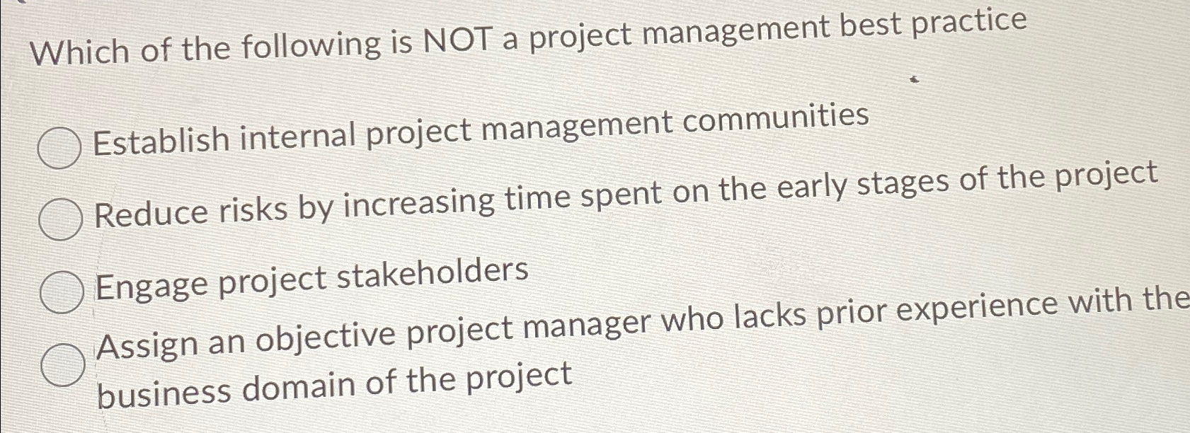 Solved Which of the following is NOT a project management | Chegg.com