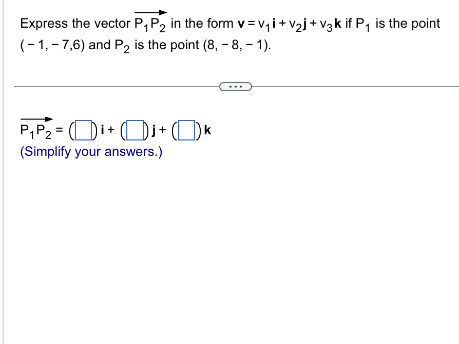 Solved Express the vector vec(P1P2) ﻿in the form | Chegg.com