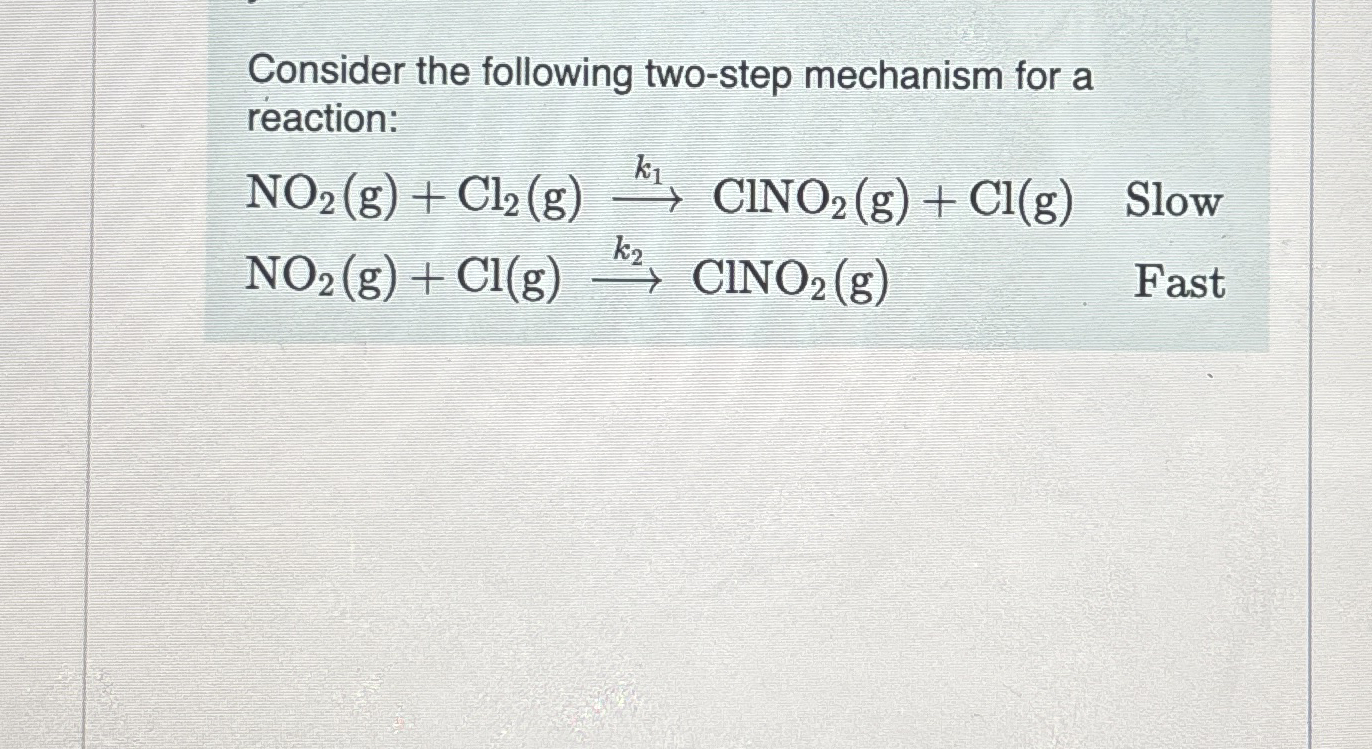 Consider the following two-step mechanism for a | Chegg.com