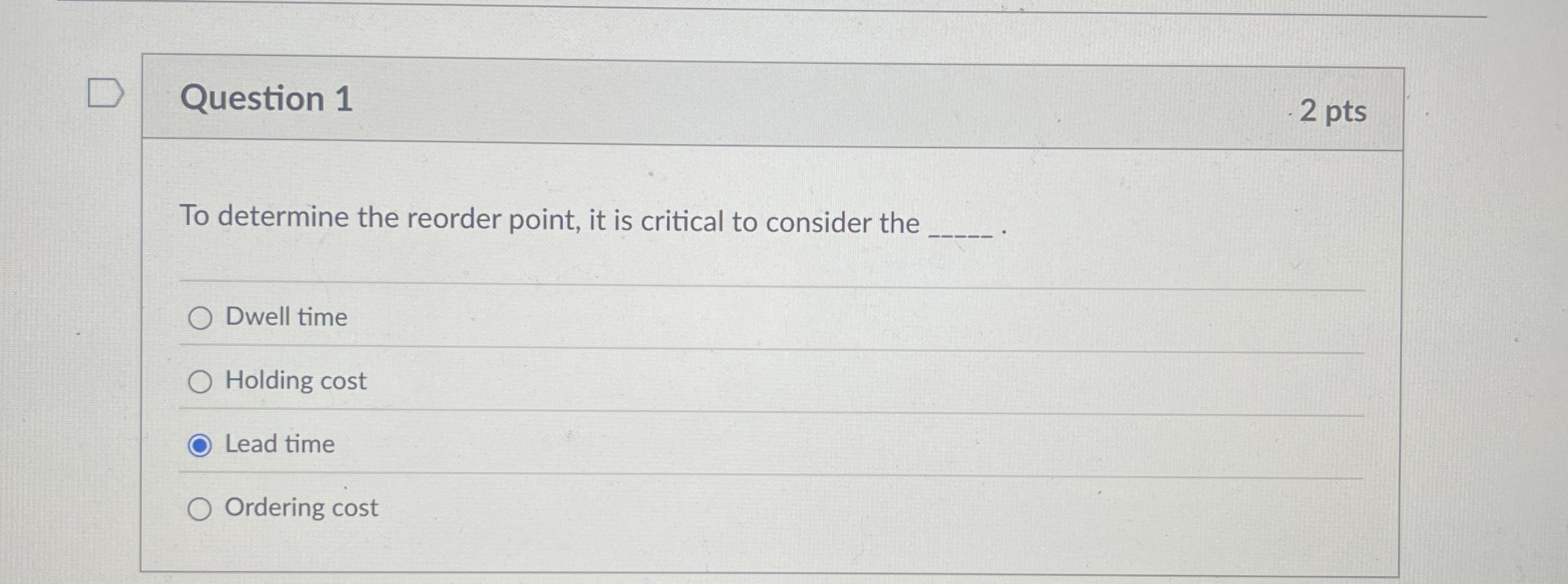 Solved Question 12 ﻿ptsTo determine the reorder point, it is | Chegg.com