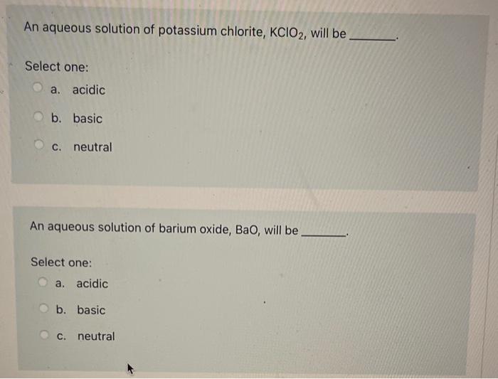 Solved An aqueous solution of potassium chlorite, KClO2, | Chegg.com
