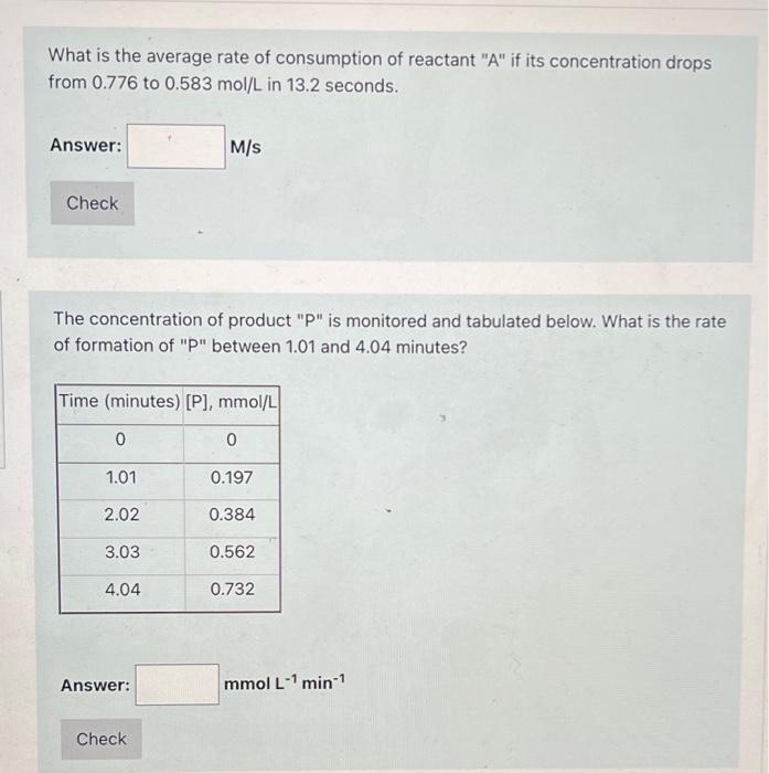 Solved What is the average rate of consumption of reactant | Chegg.com