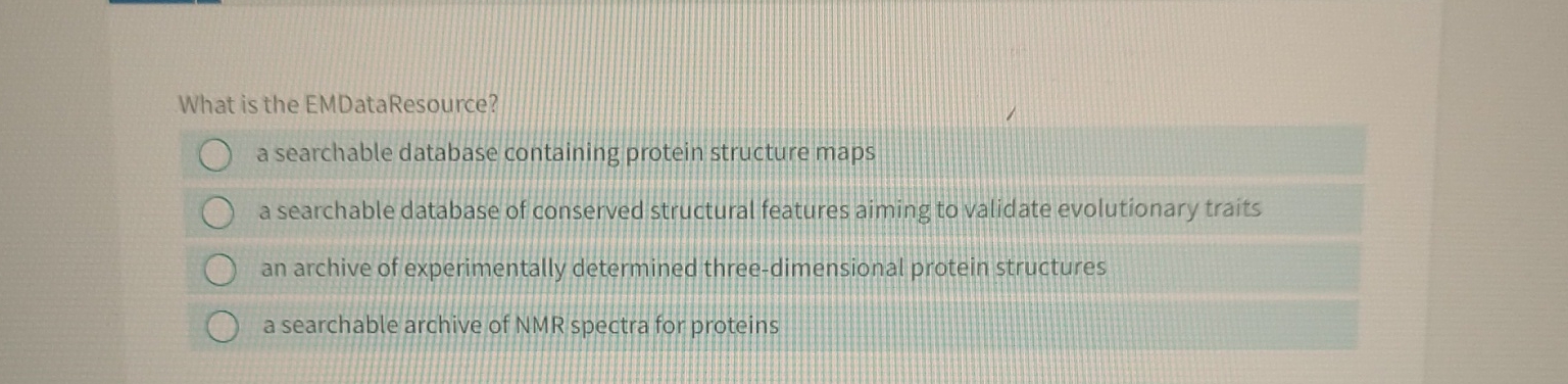 Solved What is the EMDataResource?a searchable database | Chegg.com