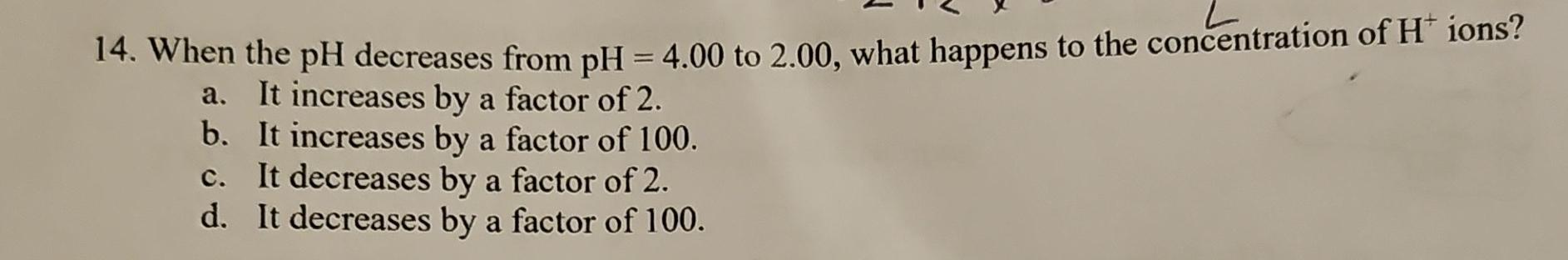 Solved When the pH ﻿decreases from pH=4.00 ﻿to 2.00 , ﻿what | Chegg.com