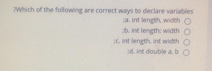 Solved ? Which of the following are correct ways to declare | Chegg.com
