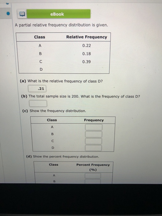 Solved eBook A partial relative frequency distribution is | Chegg.com