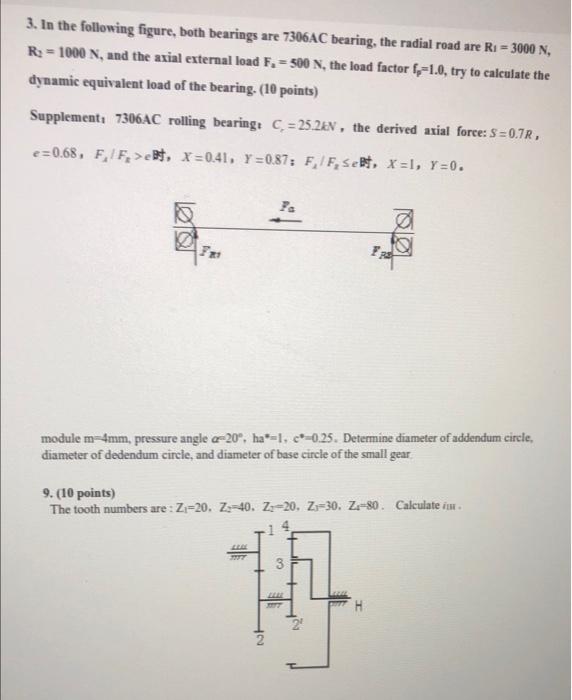 Solved 3. In the following figure, both bearings are 7306AC | Chegg.com