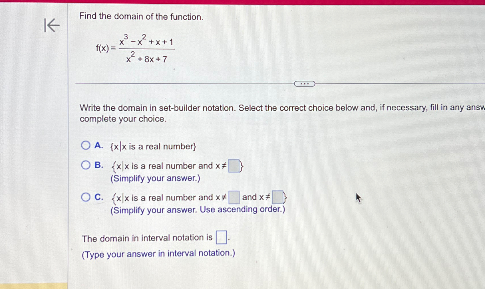 Solved Find the domain of the | Chegg.com