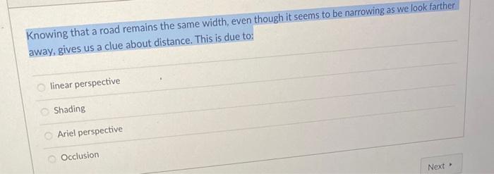 Solved The understanding that when an object blocking our | Chegg.com
