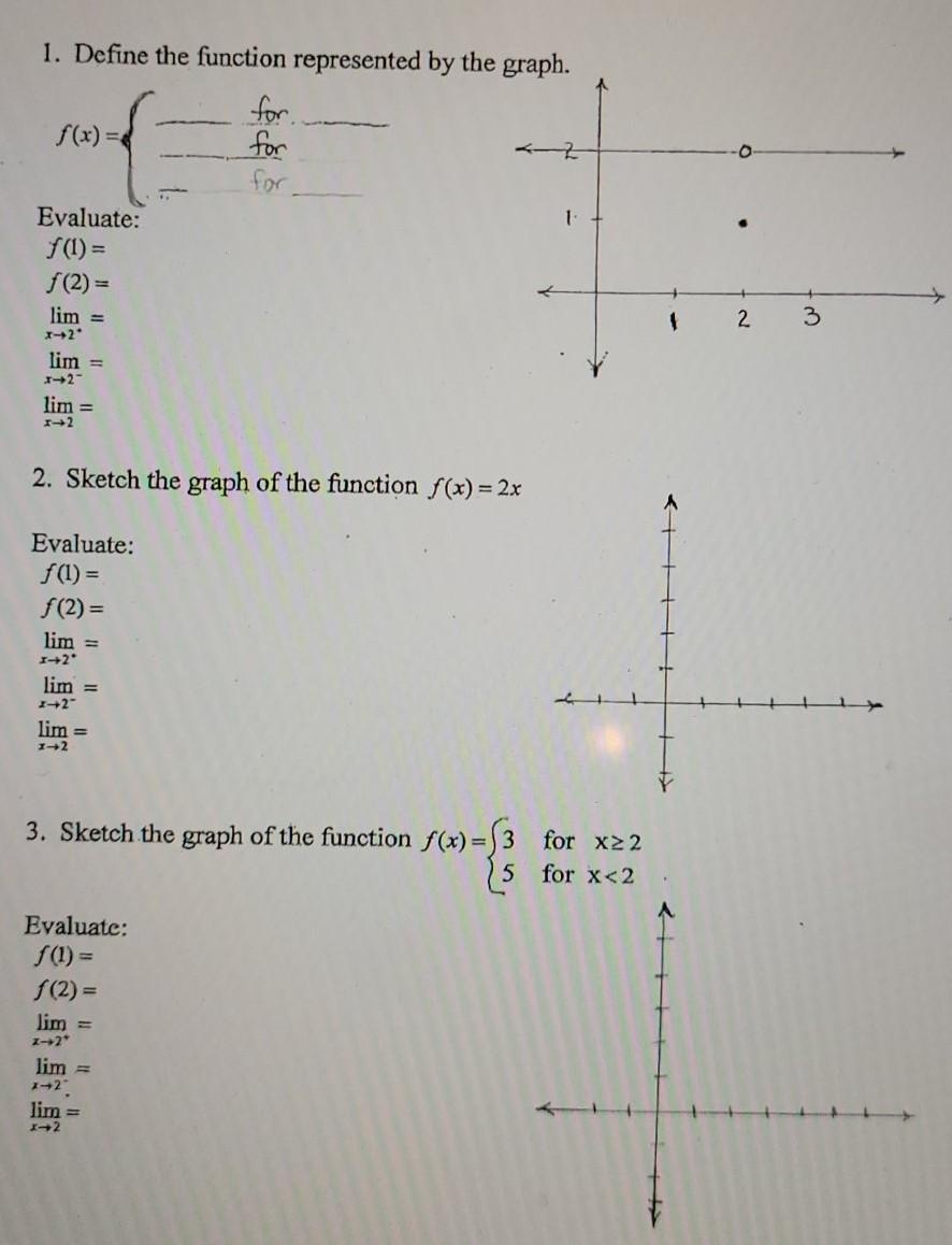 Solved 1. Define the function represented by the graph. for. | Chegg.com