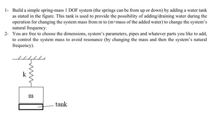 Solved 1- Build a simple spring-mass 1 DOF system (the | Chegg.com