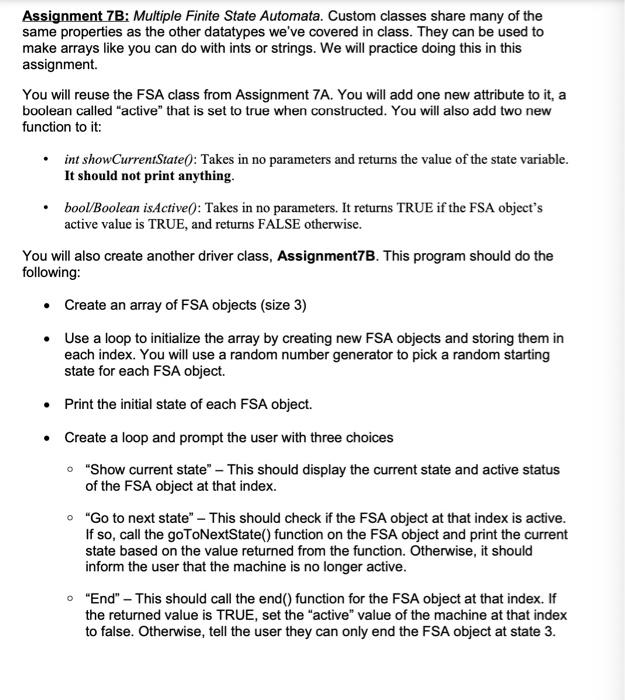 Solved Assignment 7b Multiple Finite State Automata Custom