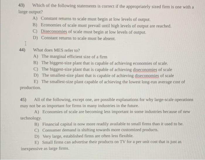 Solved 43) Which of the following statements is correct if | Chegg.com