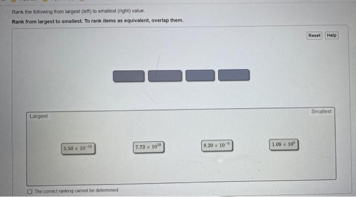 Solved Rank the following from largest (left) to smallest | Chegg.com