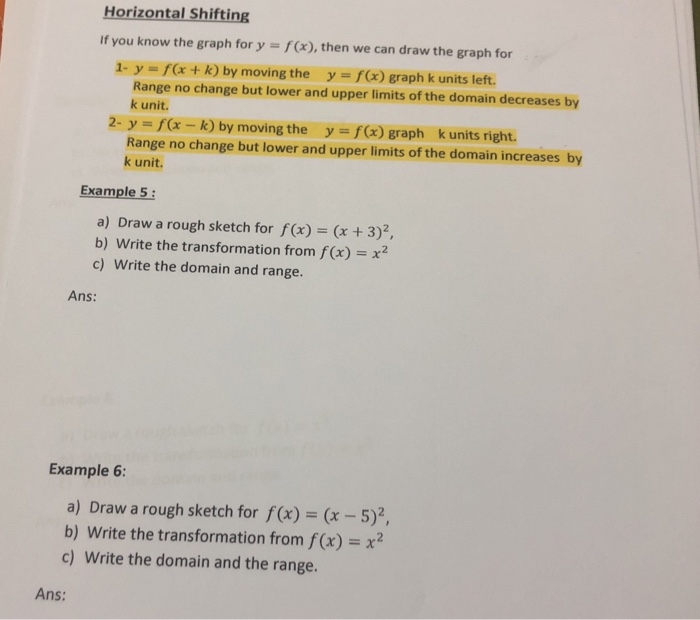 Solved Horizontal Shifting If you know the graph for y = | Chegg.com