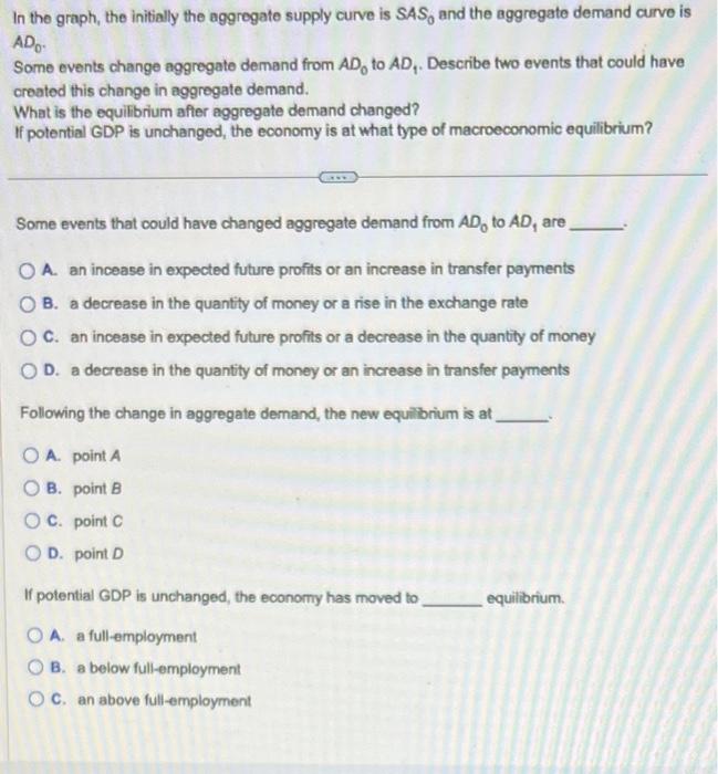 Solved In the graph, the initially the aggregate supply | Chegg.com