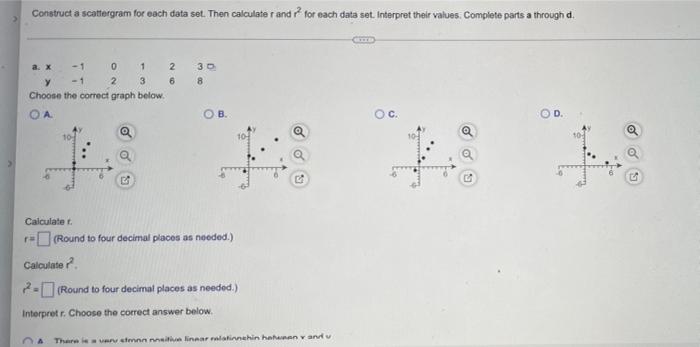 Solved Construct a scattergram for each data set. Then | Chegg.com
