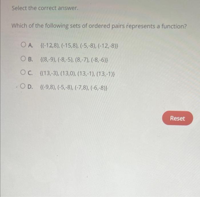 Solved Select the correct answer. Which of the following | Chegg.com