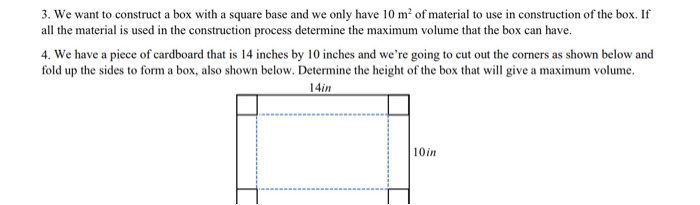 Solved 3. We want to construct a box with a square base and | Chegg.com