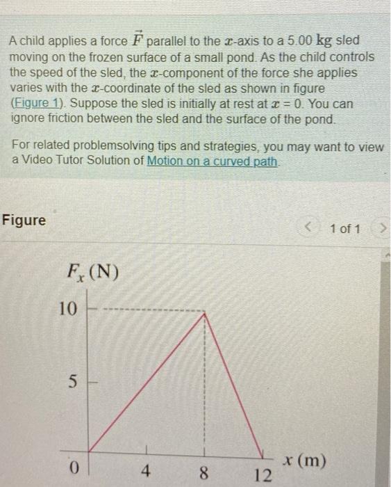 Solved A child applies a force F parallel to the x-axis to a | Chegg.com