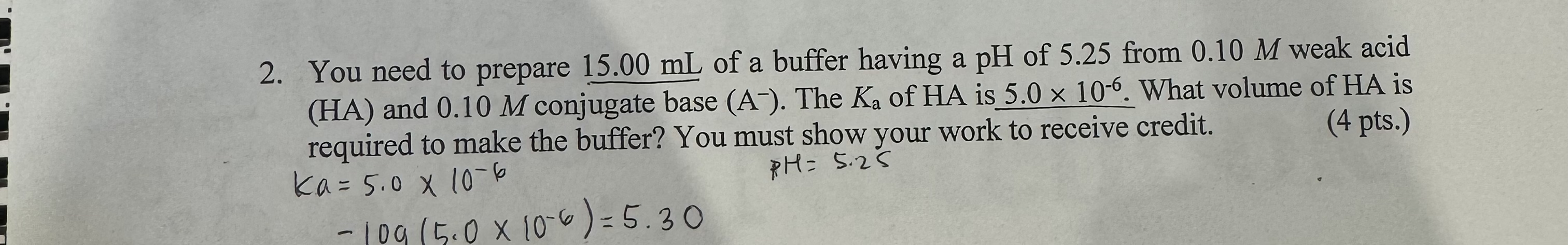 Solved You need to prepare 15.00 ﻿mL of a buffer having a pH | Chegg.com