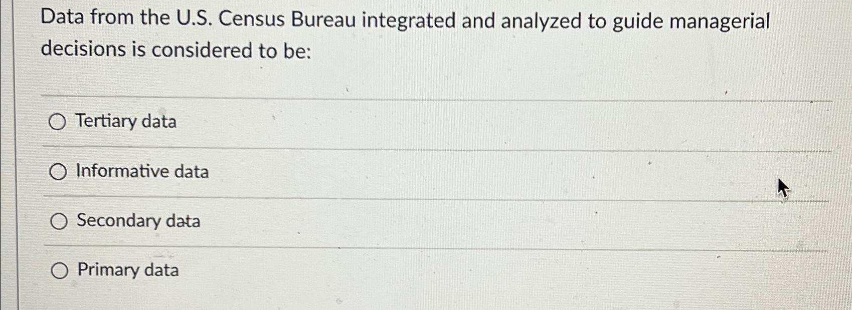 Solved Data from the U.S. ﻿Census Bureau integrated and | Chegg.com