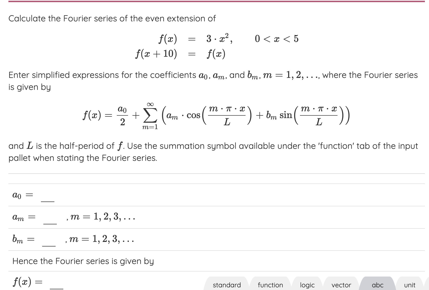 Solved Calculate the Fourier series of the even extension | Chegg.com