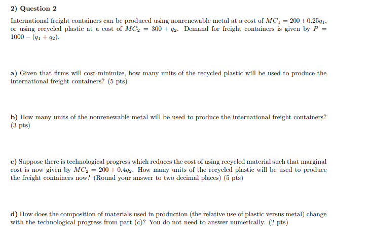 Solved Question 2International freight containers can be | Chegg.com