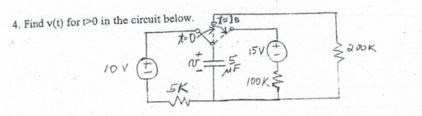 Solved Find v(t) ﻿for t>0 ﻿in the circuit below. | Chegg.com