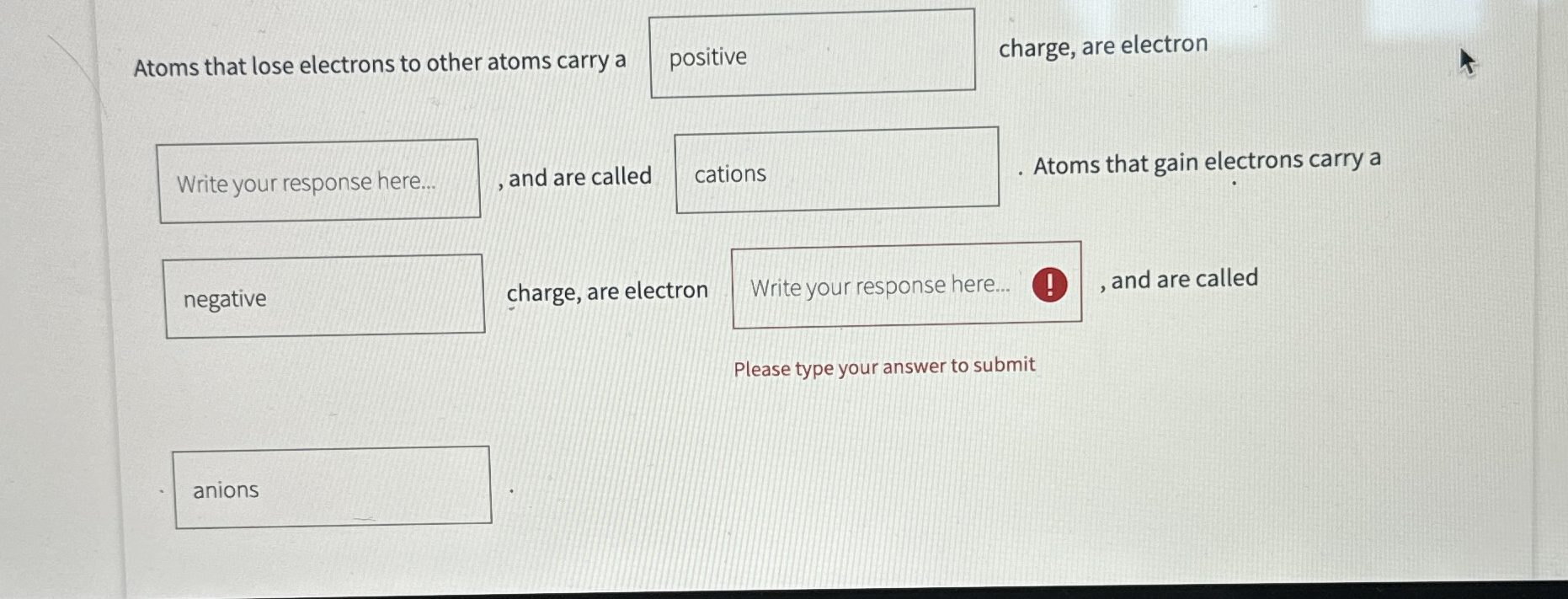 Solved Atoms that lose electrons to other atoms carry a | Chegg.com
