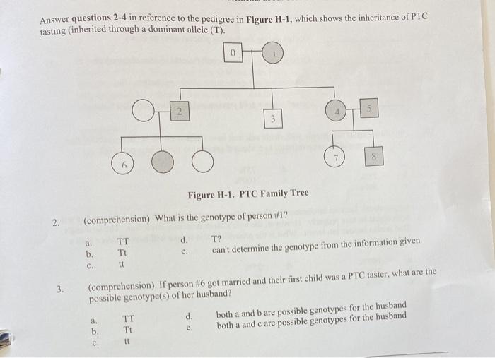 Solved Answer questions 2-4 in reference to the pedigree in | Chegg.com