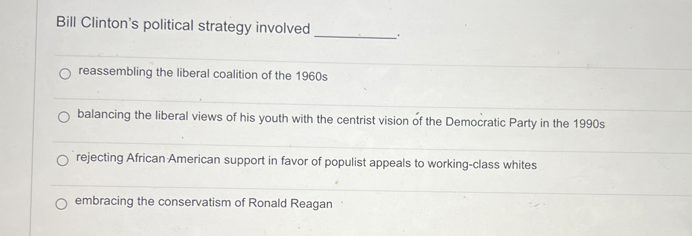 Solved Bill Clinton's political strategy | Chegg.com