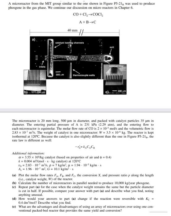 Solved A microreactor from the MIT group similar to the one | Chegg.com