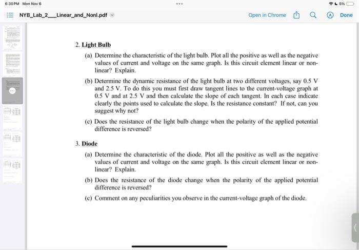 Solved 2. Light Bulb (a) Determine the characteristic of the | Chegg.com
