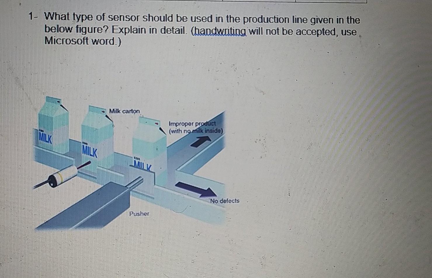 Solved 1- What type of sensor should be used in the | Chegg.com