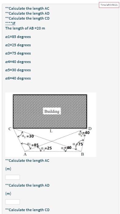 Solved Time left 0.5621 **Calculate the length AC | Chegg.com