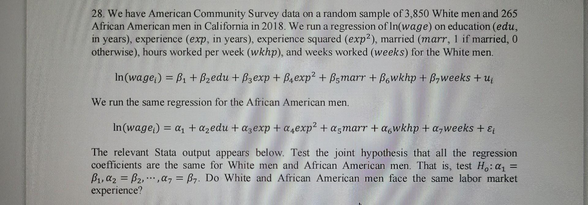 Solved Econometrics Question Please only answer this | Chegg.com
