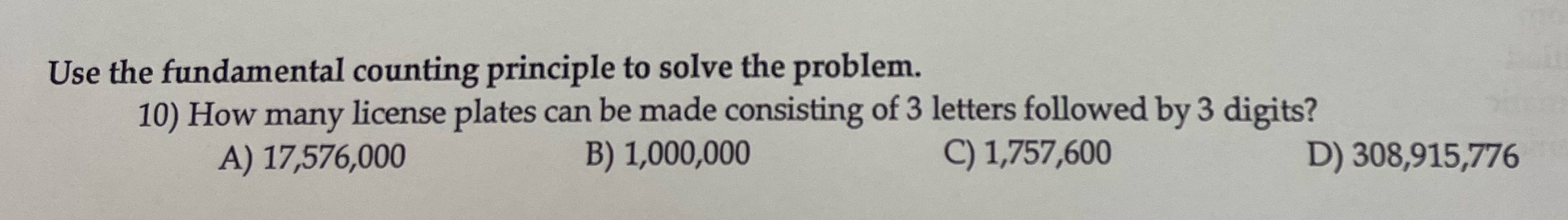 Solved Use the fundamental counting principle to solve the | Chegg.com