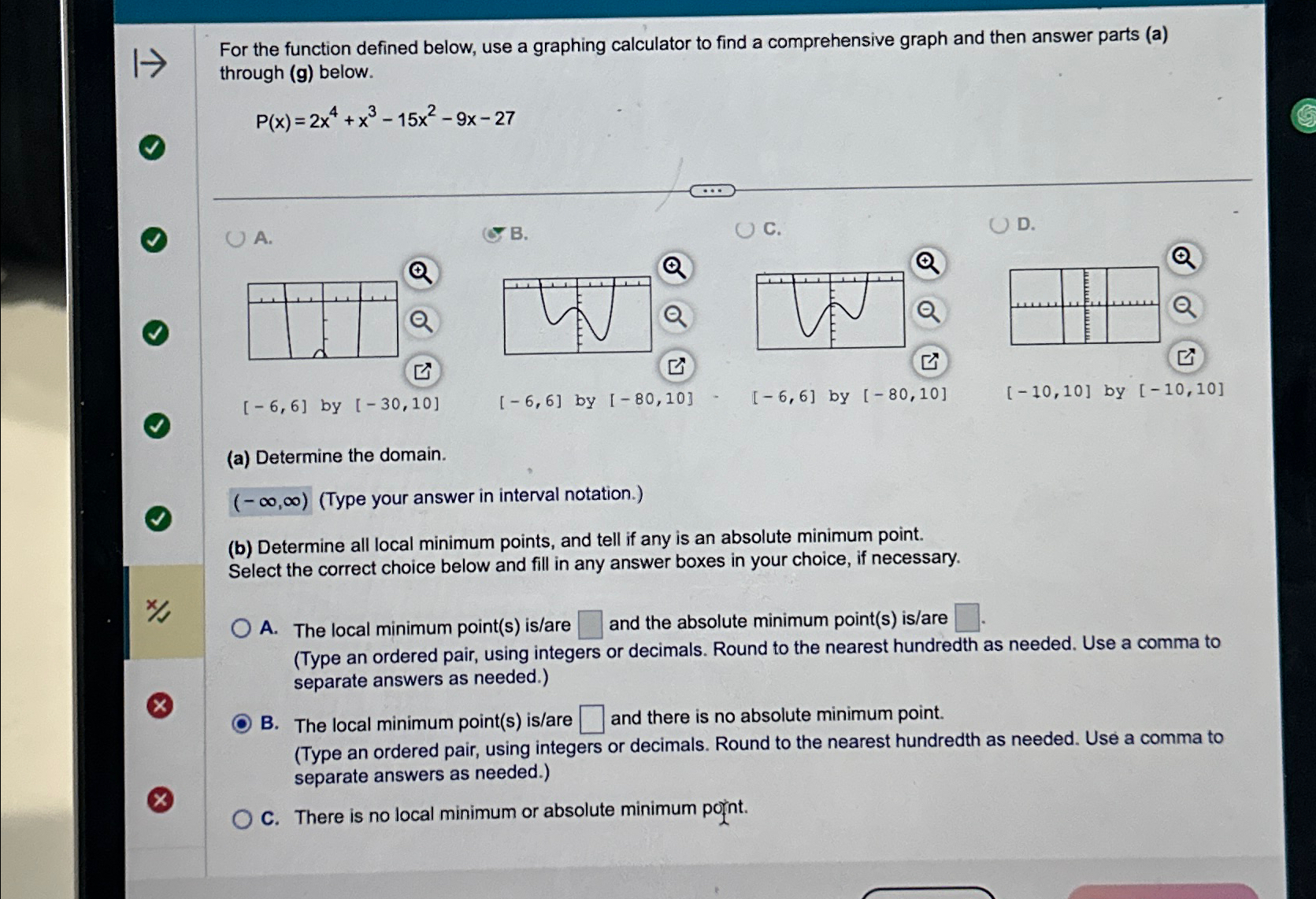 For the function defined below, use a graphing | Chegg.com
