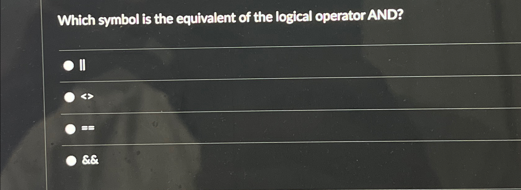 Solved Which symbol is the equivalent of the logical | Chegg.com
