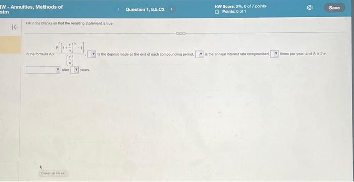 Solved In the formula A=(nt)P[(1+nt)nd−1] as the depost mase | Chegg.com